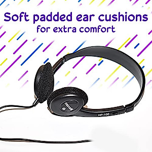 Maxell - 190319 Stereo Headphones - 3.5mm Cord with 6-Foot Length - Soft Padded Ear Cushions, Adjustable Headband for Comfort - Sleek, Lightweight, Wired for Reliable Connection – Black