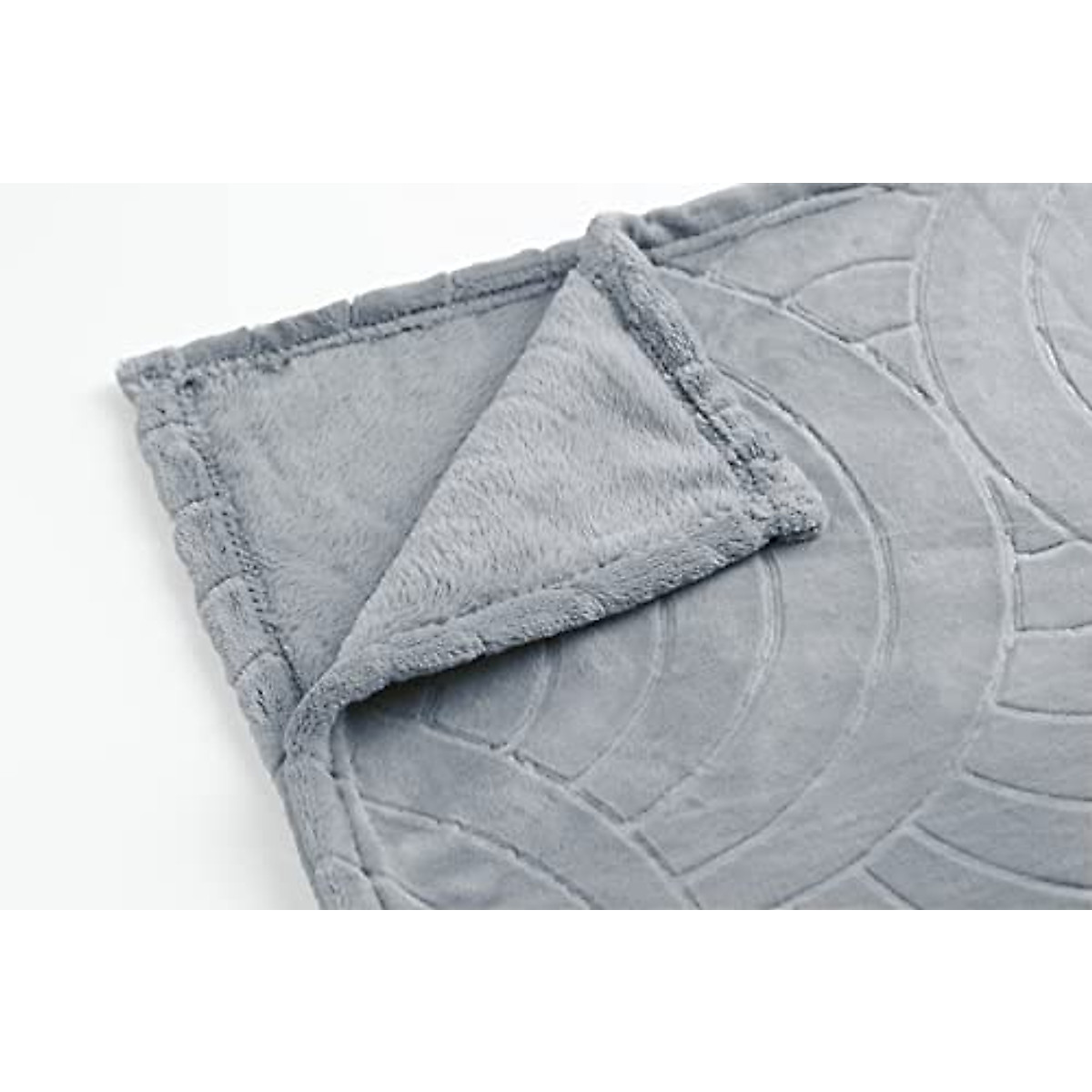SOFTBEAR Grey Twin Blanket Flannel Fleece Semi-Circular Pattern, Soft, Fluffy, Plush and Warm Blanket for Bed, Couch, Sofa, Camping