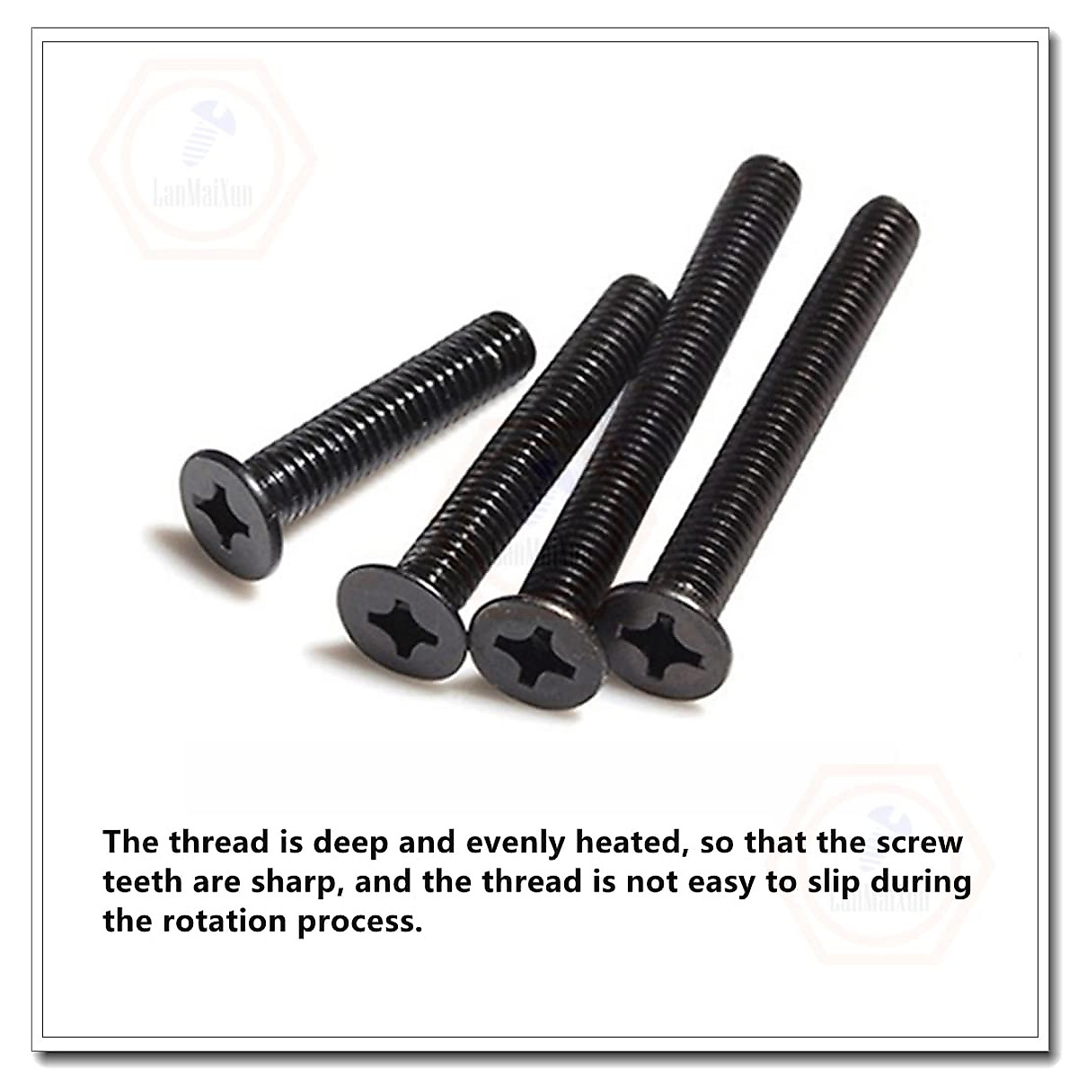 100pcs M2.5×4mm Black Carbon Steel Phillips Cross Countersunk Head (Flat Head) Screws Bolts GB819