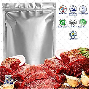 Raveel 100pcs Mylar Bags, Mylar Bags for food Storage with 100 Oxygen Absorbers & 100 Labels,Resealable Mayler Food Bags Ziplock Storage Bags,Free Heat Resistant Smell Proof and Food Grade Seal Bags