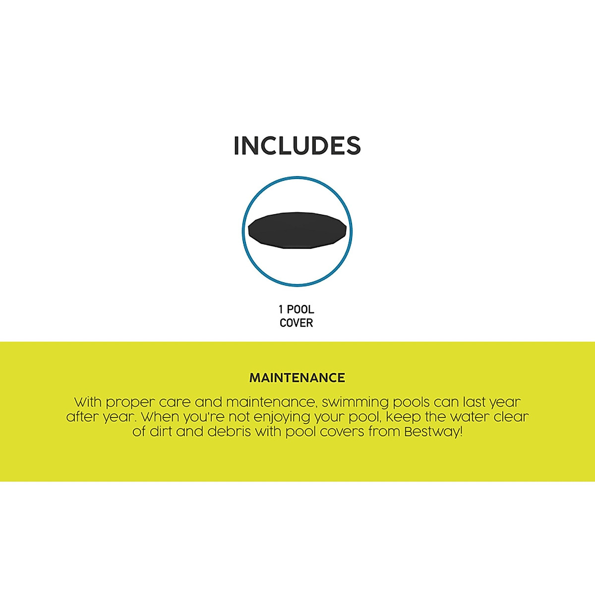 Bestway Flowclear PVC Round 15 Foot Pool Cover for Above Ground Frame Pools with Drain Holes and Secure Tie-Down Ropes, Black (Cover Only)