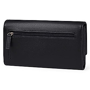 GOIACII Women's Wallet RFID Blocking Trifold Long Clutch Purse Ladies Wallets Vegan Leather Card Holder with Zipper Coin Pocket