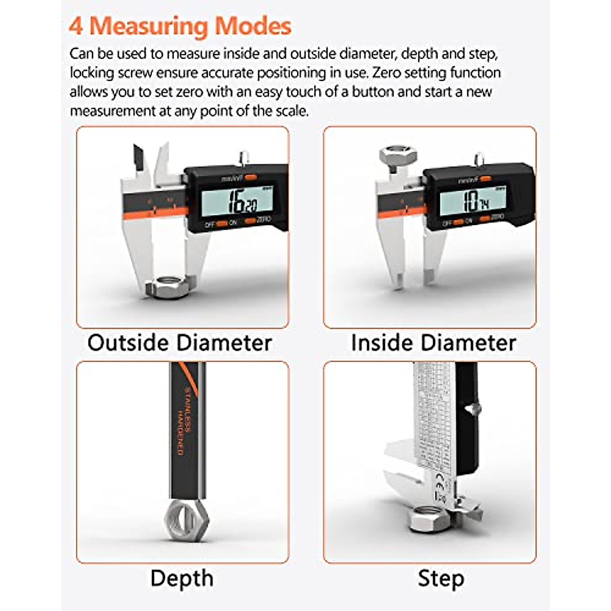 Digital Caliper, ROFMAPLE 6" Calipers Measuring Tool with 32 Blades Steel Feeler Gauge, Dual Marked Metric and Imperial, Inch Millimeter and Fraction Conversion, Large LCD Screen, Auto-Off Feature