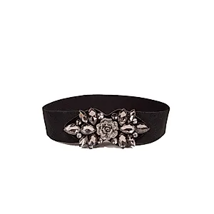 Elastic Casual Flower Dress Belt Slight Stretch
