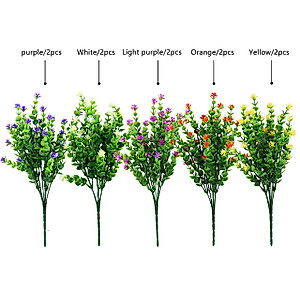 LUCKY SNAIL Artificial Flowers, Fake Outdoor UV Resistant Boxwood Shrubs Plants, Lifelike Plastic Flowers for Indoor Outdoors Home Office Garden Wedding Sidewalk Trim Decor, 4 Pcs(Orange)