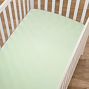 American Baby Company Fitted Mini Crib Sheet 24" x 38", Soft Breathable Neutral 100% Cotton Jersey Portable Sheet, Green, for Boys and Girls, Fits Most Pack N Play and Mini Crib Mattresses