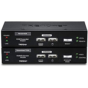 TRENDnet KVM Extension Kit, Extend Keyboard/Video/Mouse Controls, up to 100 Meters (328 ft.), Hot-Keys, Transmitter, Receiver, PS/2, VGA, TK-EX4