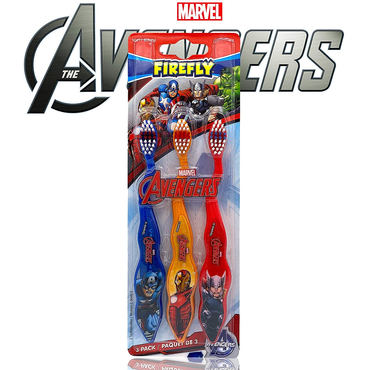 Marvel Avengers Superheroes Soft Bristle Manual Toothbrush Value Set 3 Count, Kids Friendly Designed Grip, Perfect Gifts for Boys Girls by Firefly (Style May Vary)