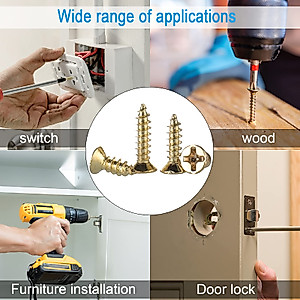 HanTof 1200Pcs Tiny Phillips Flat Head Self Tapping Screws for Wood, Plastic and Soft Metal. M2 M2.5 M3 Small Countersunk Tapper Screws Set for DIY Micro Woodworking Furniture Box. Golden,Carbon Steel