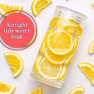 Glass Water Bottles - 4 Pack Wide Mouth Juice Bottles with Clear Lids for Juicing, Smoothies, Fruit Water, Teas, Beverage Storage (10 oz)