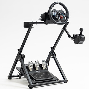 Supllueer Foldable Steering Wheel Stand Fit for Logitech Thrustmaster Fanatec G923 G25 G27 G29 G920 T248 T300RS T300 T500 X Shape Sim Racing Stand Racing Simulator, No Shifter Handbrake Wheel Pedal