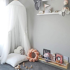 OldPAPA Bed Canopy for girls - Princess Bed Canopy Mosquito Net Nursery Play Room Decor Dome Premium Yarn Netting Curtains Baby Game Dream Castle, White