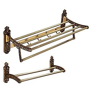 Towel BAR Rack Towel Rail for Bathroom,Punch-Free Bath Hand Towel Holder,Bathroom Towel Rail,European Antique Bathroom Rack Space Aluminum Towel Bar/Towel Rack (Color : Double Rod, Size : Christmas