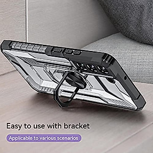 Monwutong Ring Holder Case for Samsung Galaxy S22 Plus, Hard PC Armor Case with Military Grade Shockproof Protection and Magnetic Absorption Kickstand Shell for Samsung Galaxy S22 Plus, ZHW Black