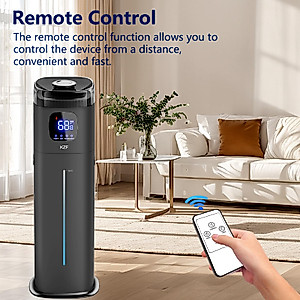 9L/2.5Gal Humidifier for Large Room Bedroom, KZF Ultrasonic Cool Mist Humidifier with Humidistat, 360°Nozzle, Last 72 Hours Suitable for Baby Home Indoor Plant (Black)