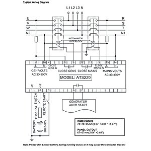YOKDEN ATS220 Generator Genset Controller Panel ATS Control Auto Transfer Switch Dual Power DC 8V-36V Single Phase, 78*78*55mm (3.07*3.07*2.17in)