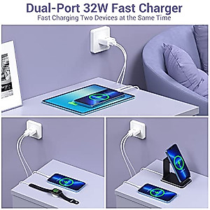 Quntis 32W Fast Charger iPhone [MFi Certified], High Speed iPhone Charger Dual Ports (PD 20W+12W), USB A and USB C Wall Charger with 6 FT USB C to Lightning Cable for iPhone 14 Pro Max 13 12 11 X iPad