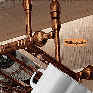 Wine Glass Holder, Ceiling Wine Rack, Wine Glass Rack, Rustic Industrial Wine Racks Wall Mounted with 8 Stem Glass Holder, 2-Tiers Wall Mount Bottle Holder Glass Rack, for Bars Restaurants Kitchens