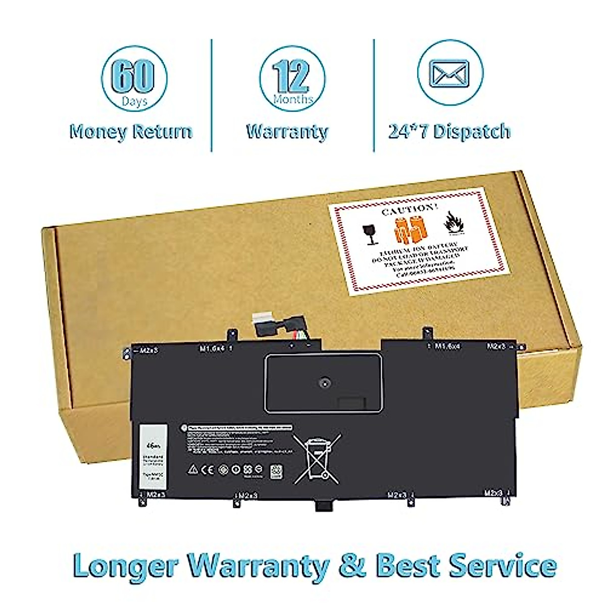 Bovekeey 46Wh NNF1C Battery HMPFH for Dell XPS 13 13-9365 2-in-1 P71G D1605TS D1805TS D2805TS D3605TS D3805TS D4605TS P71G001 NNFIC 0NNF1C 0HMPFH 7.6V 4-Cell Laptop Power Supply