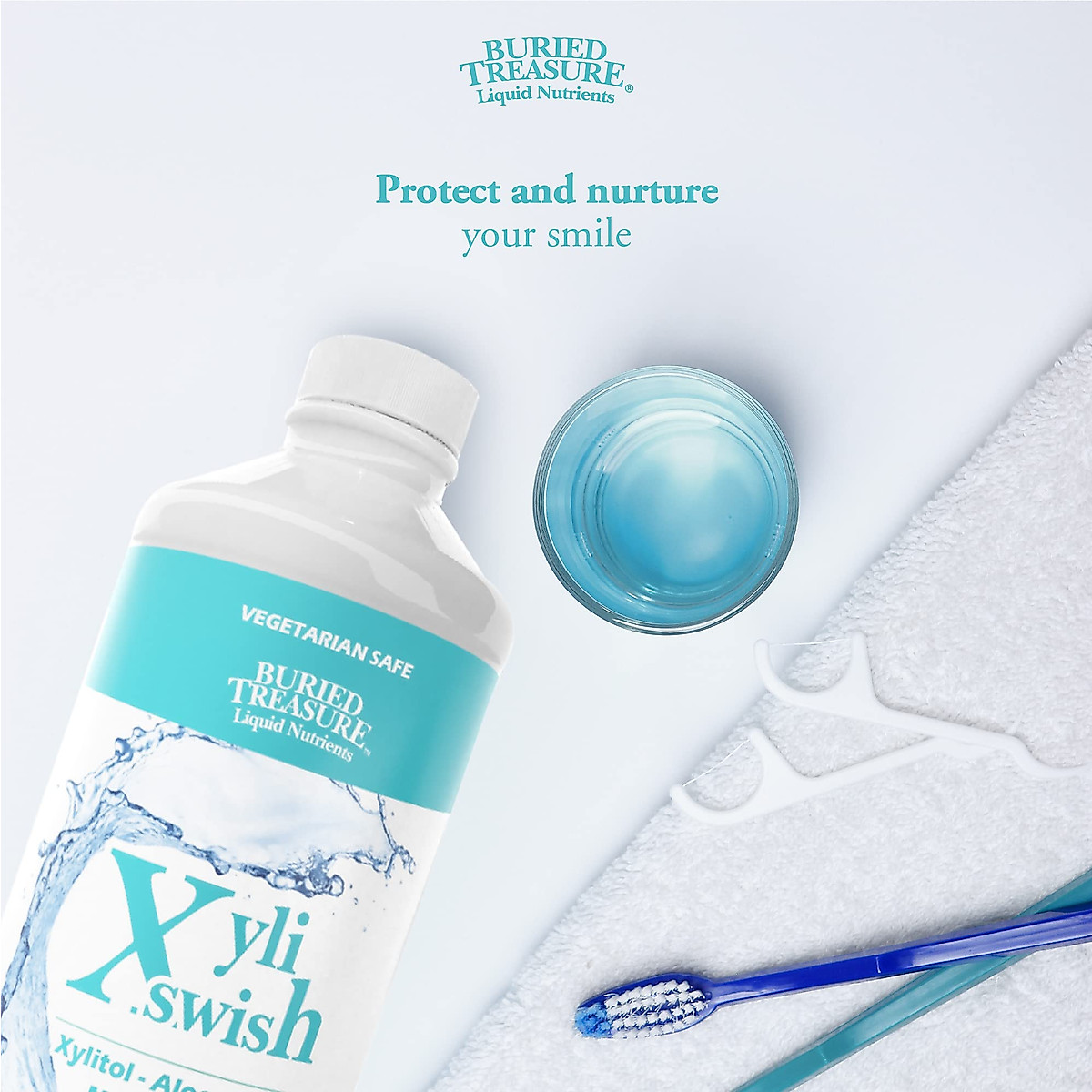 Xyli Swish - All Natural Formulated Nano Silver, Xylitol & Aloe Mouthwash - Alcohol and Fluoride Free - Oral Rinse to Fight Bad Breath & Dry Mouth - Peppermint Flavor - 16oz.