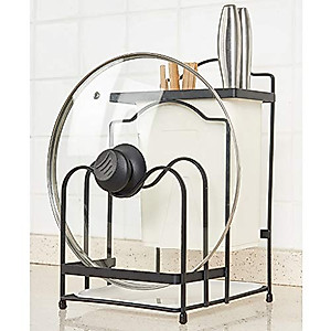 DRNKS Pot Rack Sitting Kitchen Cutting Board Chopping Board Rack Free Punching Multifunctional Cutting Board Lid Storage Rack Applicable to kitchen stove