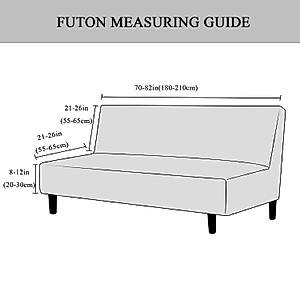 Stretch Futon Cover Armless Sofa Slipcover Foldable Sofa Bed Covers with Elastic Bottom, Machine Washable (Black)