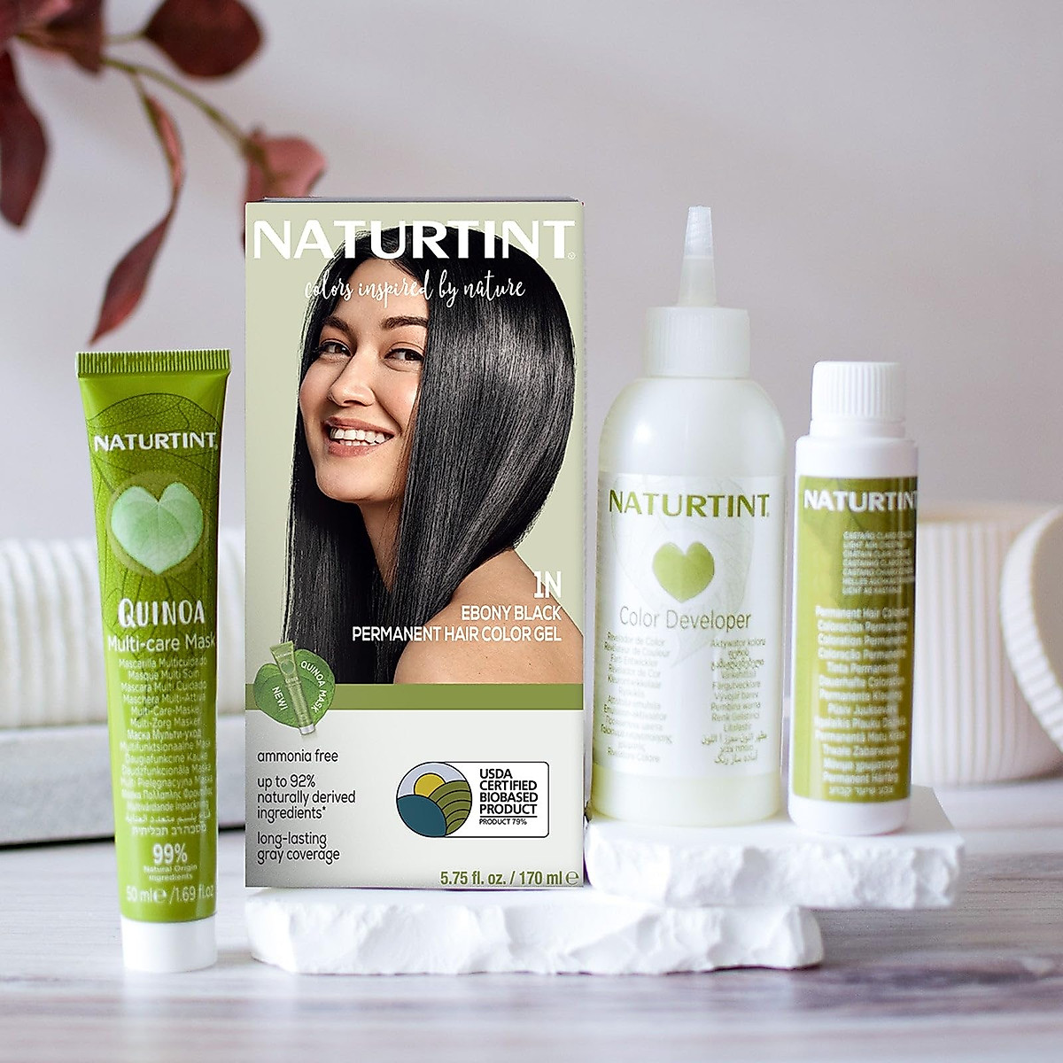 Naturtint 1N Ebony Black Permanent Hair Color (Pack of 1), Ammonia Free, Vegan, Cruelty Free, up to 100% Gray Coverage, Long Lasting Results (Packaging may vary)