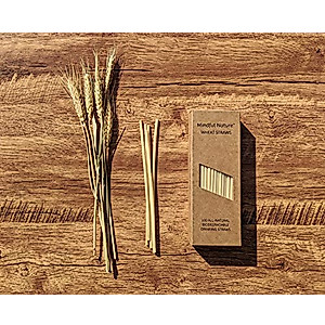 Mindful Nature® Wheat Straws - 100 All-Natural Drinking Straws - Single use, Disposable, Biodegradable, and Compostable