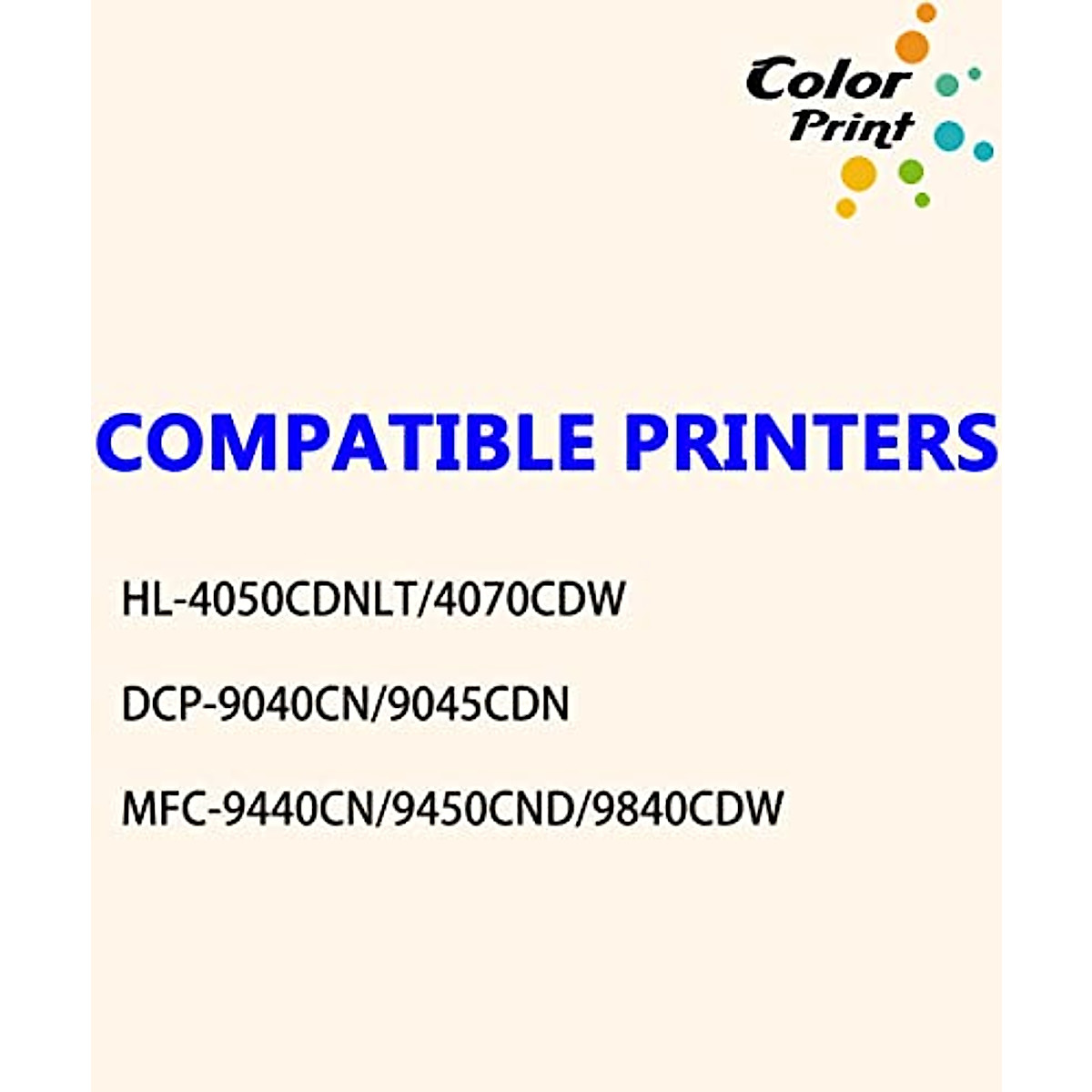 4-Pack ColorPrint Compatible TN115 Toner Cartridge Replacement for Brother TN-115 TN115BK TN115C TN115M TN115Y Used for DCP 9040CN HL 4040CDN 4040CN 4070CDW MFC 9440CN 9450CDN Printer (BK, C, M, Y)