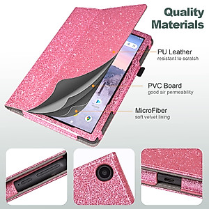 JKhandy Case for Onn. 10.1'' Tablet Gen 3 (2022 Model:100071485) - Folio PU Leather Stand Cover with Pencil Holder, Glitter Pink-1