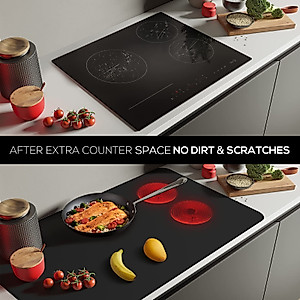 FLASLD Fireproof and Waterproof Stove Top Covers, 21×29.5 inch Electric Stove Cover Mat, Glass Top Stove Cover - Ceramic Glass Cooktop Protector - Flat Top Oven Cover, Black Without Logo