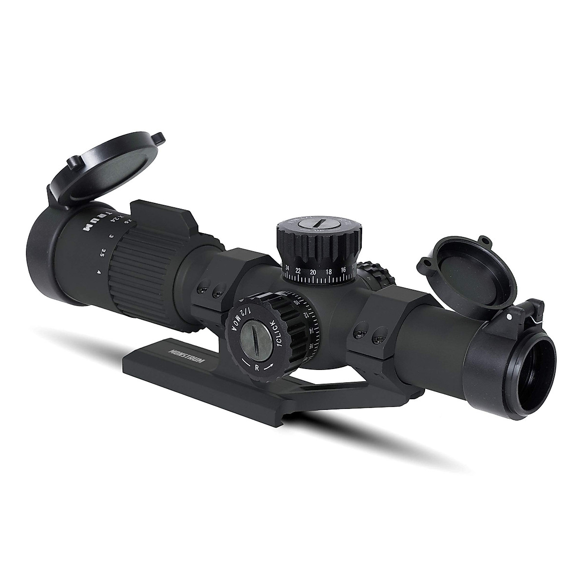 Monstrum G3 1-4x24 First Focal Plane FFP Rifle Scope | ZR305 H-Series Offset Scope Mount | Bundle