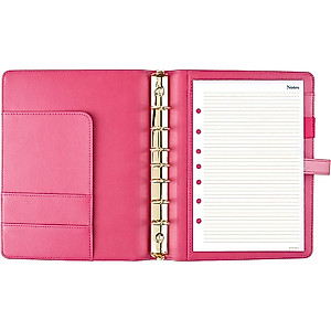 AT-A-GLANCE Faux Leather Undated Starter Set, 7-Ring, 5-1/2" x 8-1/2", Desk Size, Fashion, Raspberry (DR1118-040-27)