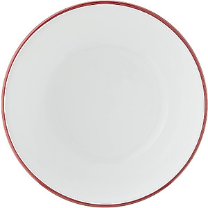 Corelle Vitrelle 28-Oz Bowl, Triple Layer Glass and Chip Resistant, Easy-to-Clean, Lightweight Round Bowl, Red Rim Band