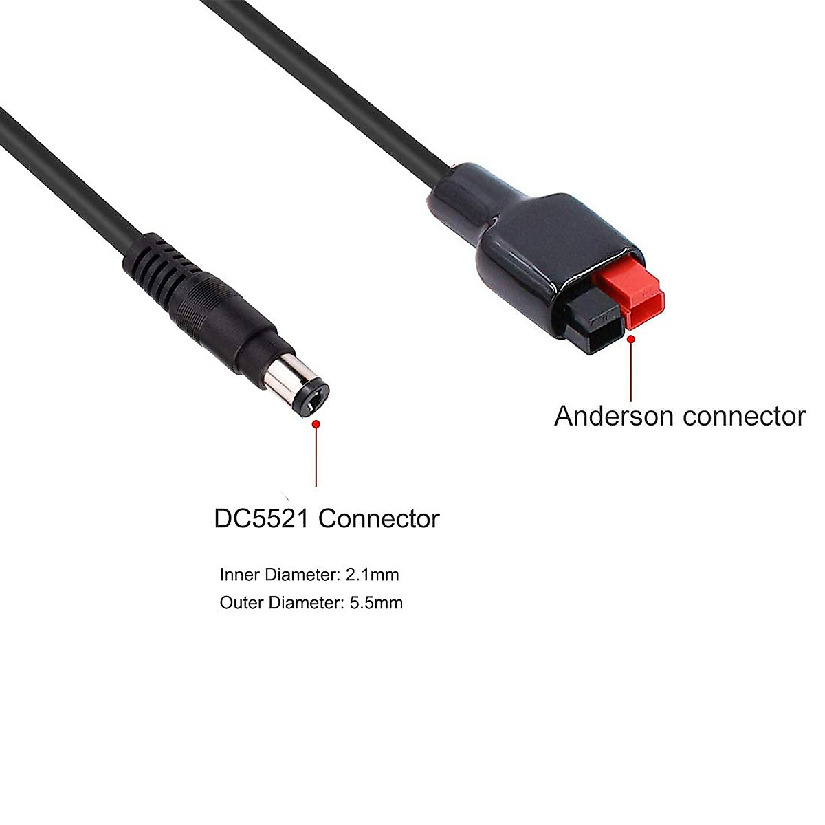 Flashfish DC5521(5.5mm x 2.1mm) to Anderson Connector Adapter Cable, 8AWG Male Power Plug Cable, Connect Portable Generator Backup Battery and Foldable Solar Panel