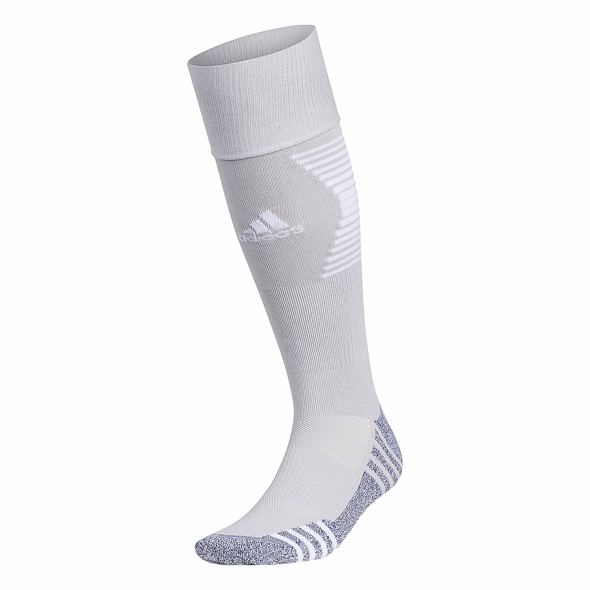 adidas Speed 3 Soccer Socks (1 Pair), Team Light Grey/White, Small