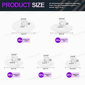Swpeet 80 Packs 5 Sizes 1" 6/5" 7/5" 8/5" 9/5" Transparent Suction Cups Assortment Kit, Rubber Anti-Collision Shower Connectors Sucker Pad Hanger Pads Without Hooks