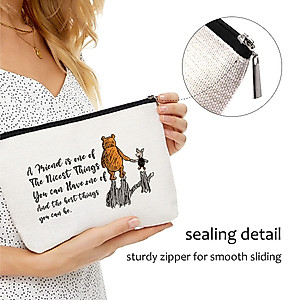 Blue Leaves Friends Gifts for Her,Cute Gifts for Best Friends Girls, Friends Gifts for Women Birthday-A Friend is one of The Nicest Things You can Have- Makeup Bag