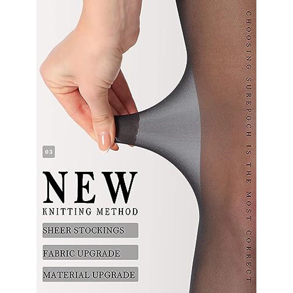 SUREPOCH Thigh High Stockings for Women, Silicone Lace Top Stay Up, Sheer 20D Nylon Pantyhose, 1-2 Pairs