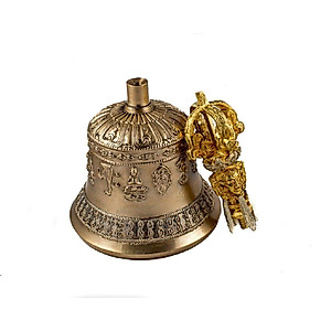 Singing Bowl Nepal Tibetan Buddhist Meditation Bell And Dorje Set - Dharma Objects Bell Of Enlightenment From Nepal 7 Inches