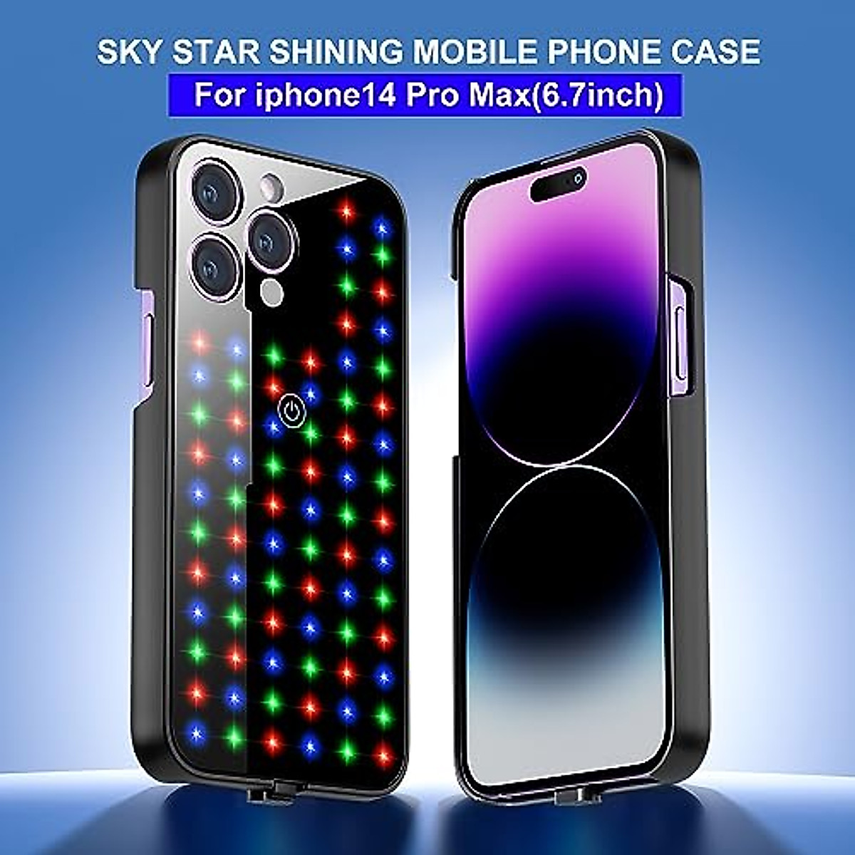 YOLOLAND iPhone 14 Pro Max Phone Case, RGB Led Luminous Phone Case, Starry Sky Shining, Colorful Flashes