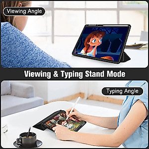 Fintie Hybrid Slim Case for Samsung Galaxy Tab S8 Plus 2022/S7 FE 2021/S7 Plus 2020 12.4 Inch with S Pen Holder, Shockproof Cover with Clear Transparent Back Shell, Auto Wake/Sleep, Black