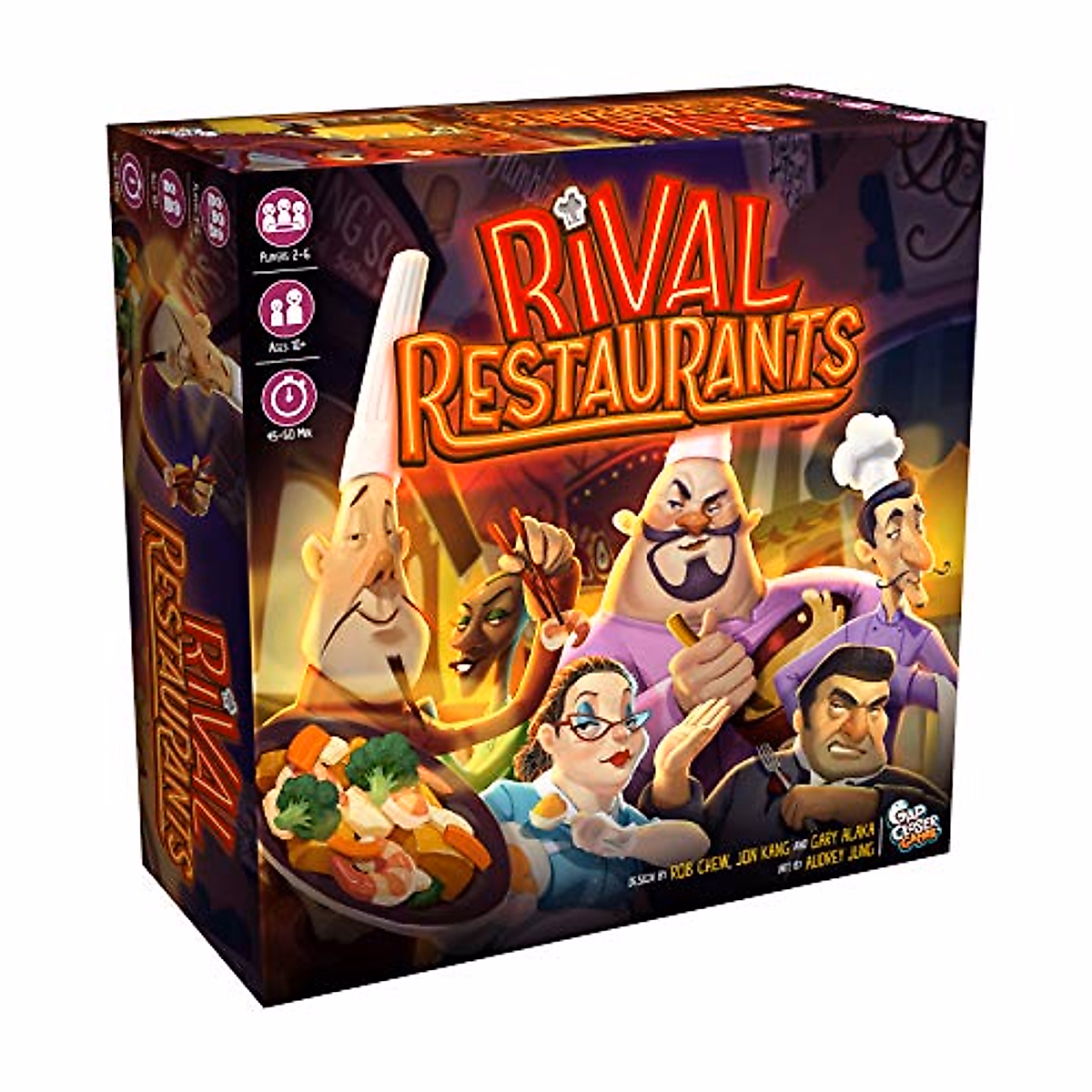 Gap Closer Games | Rival Restaurants | Strategy Board Game | Set Collection Game | 2 to 6 Players | Ages 10+ | 45+ Minutes