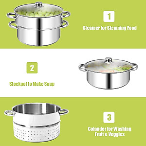 Giantex 10 Quart Juice Steamer Fruit Vegetables Juicer Steamers w/Tempered Glass Lid, Hose, Clamp, Loop Handles Stainless Steel Steam Juicer Multipots Kitchen Cookware for Making Juice, Jelly, Pasta