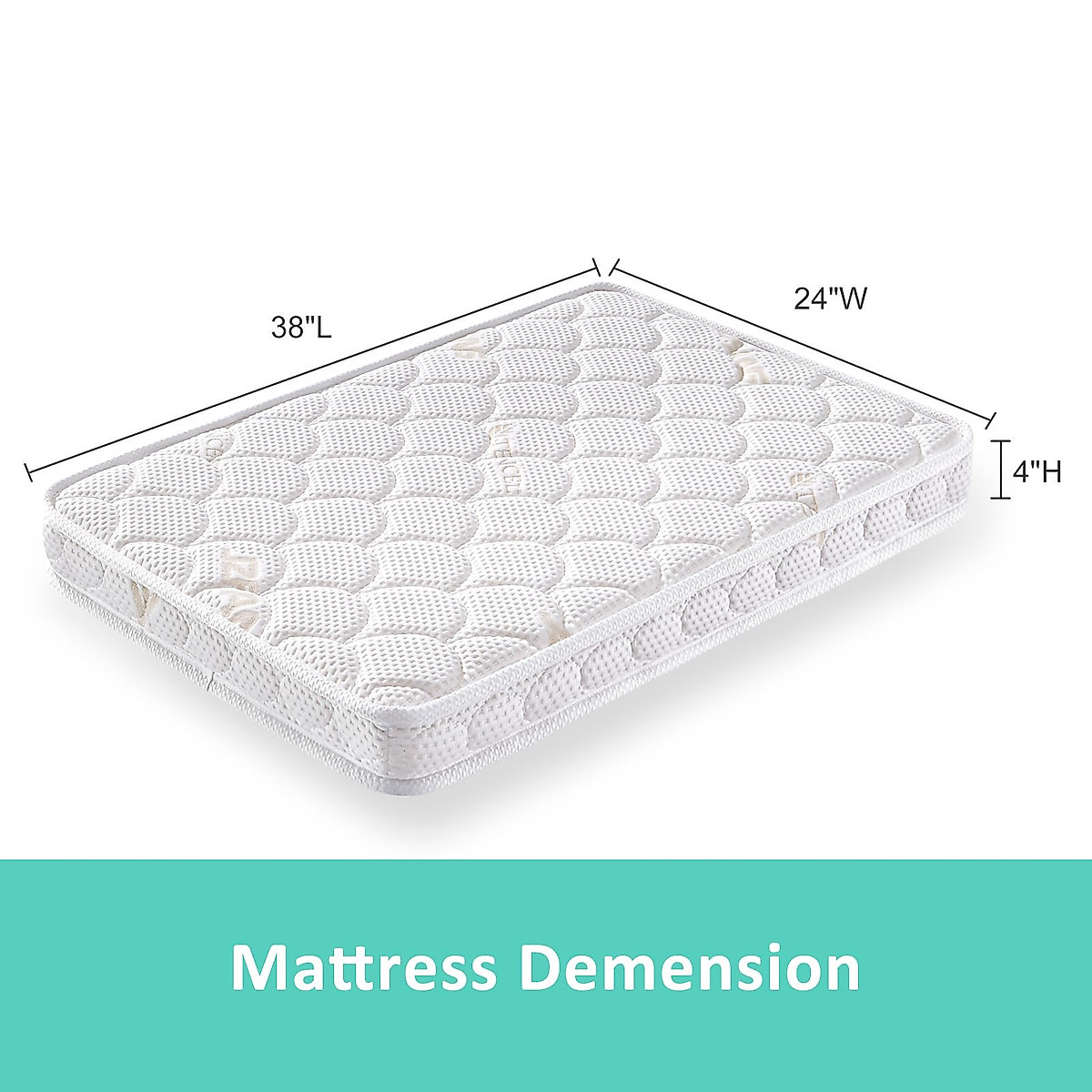 Vibe bear Premium Foam Mini Crib Mattress - Dual-Sided- 38x24x4 Inch- 100% Breathable, Non-Toxic, Quiet and Odorless, Hypoallergenic, Fits Most Mini Cribs