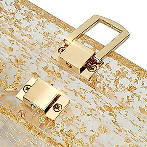 CHISHUNG Women Acrylic Evening Clutch bag Transparent Golden Box Purse Handbag for Wedding Cocktail Party Prom, Blue
