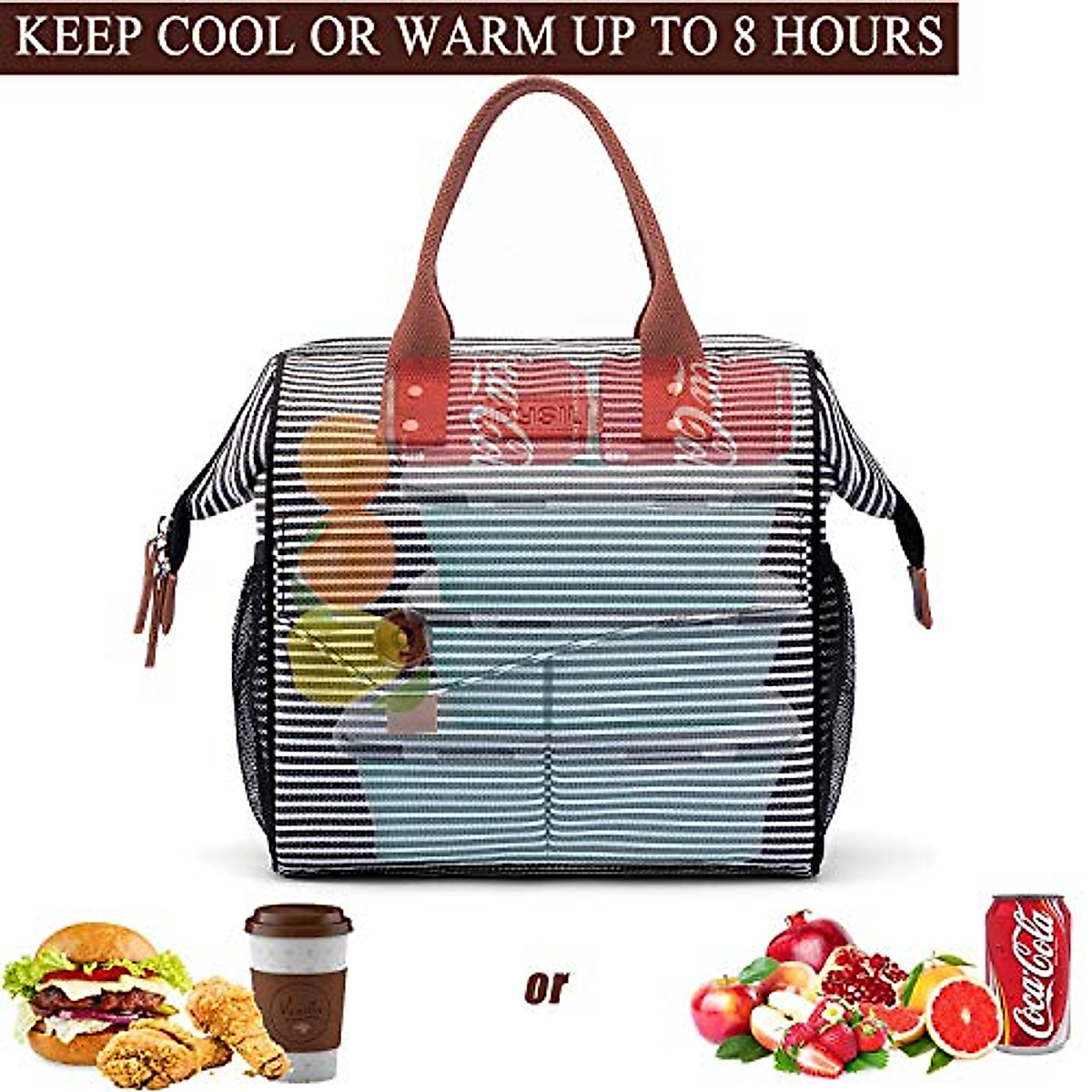 Lunch Bag with Leak Proof Material, Insulated Lunch Box for women/men, Lunch Tote Bag for Work/Picnic/Hiking/Beach/Fishing (zebra pattern)