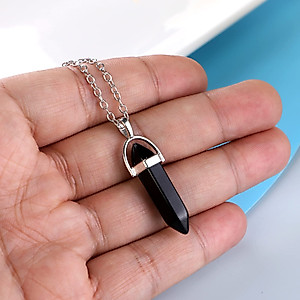 MJartoria Gothic Necklaces Chakra Yin Yang and Peace Sign Charm Pendant Multlayered Alloy Chain Choker Necklace Set Gothic Jewelry(Black)