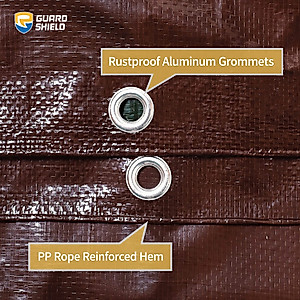 GUARD SHIELD Brown/Green Tarp 12x12 Feet Medium Duty Outdoor Waterproof Multi Purpose Poly Tarps Cover 7mil