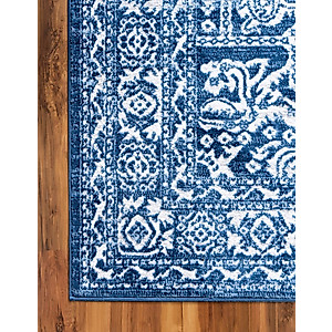 Rugs.com Boston Collection Rug – 2' x 3' Blue Low-Pile Rug Perfect for Living Rooms, Large Dining Rooms, Open Floorplans
